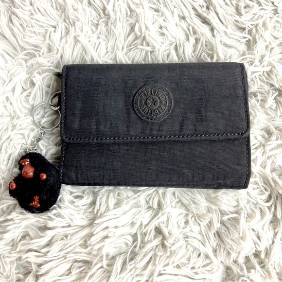 Kipling | Bags | Black Kipling Pixi Trifold Wallet With Monkey | Poshmark